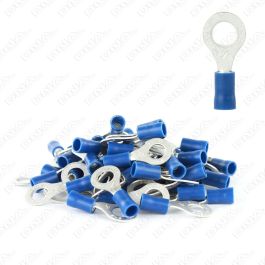 6.5mm Blue Ring Crimp Terminals (Single Grip) - 100 Pack